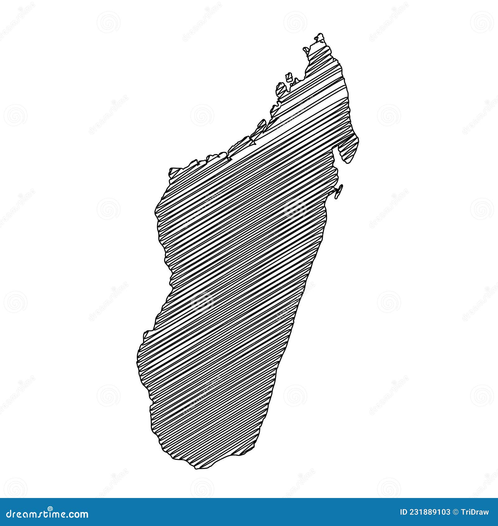 Scribble Style Madagascar Map Design Stock Vector - Illustration of ...