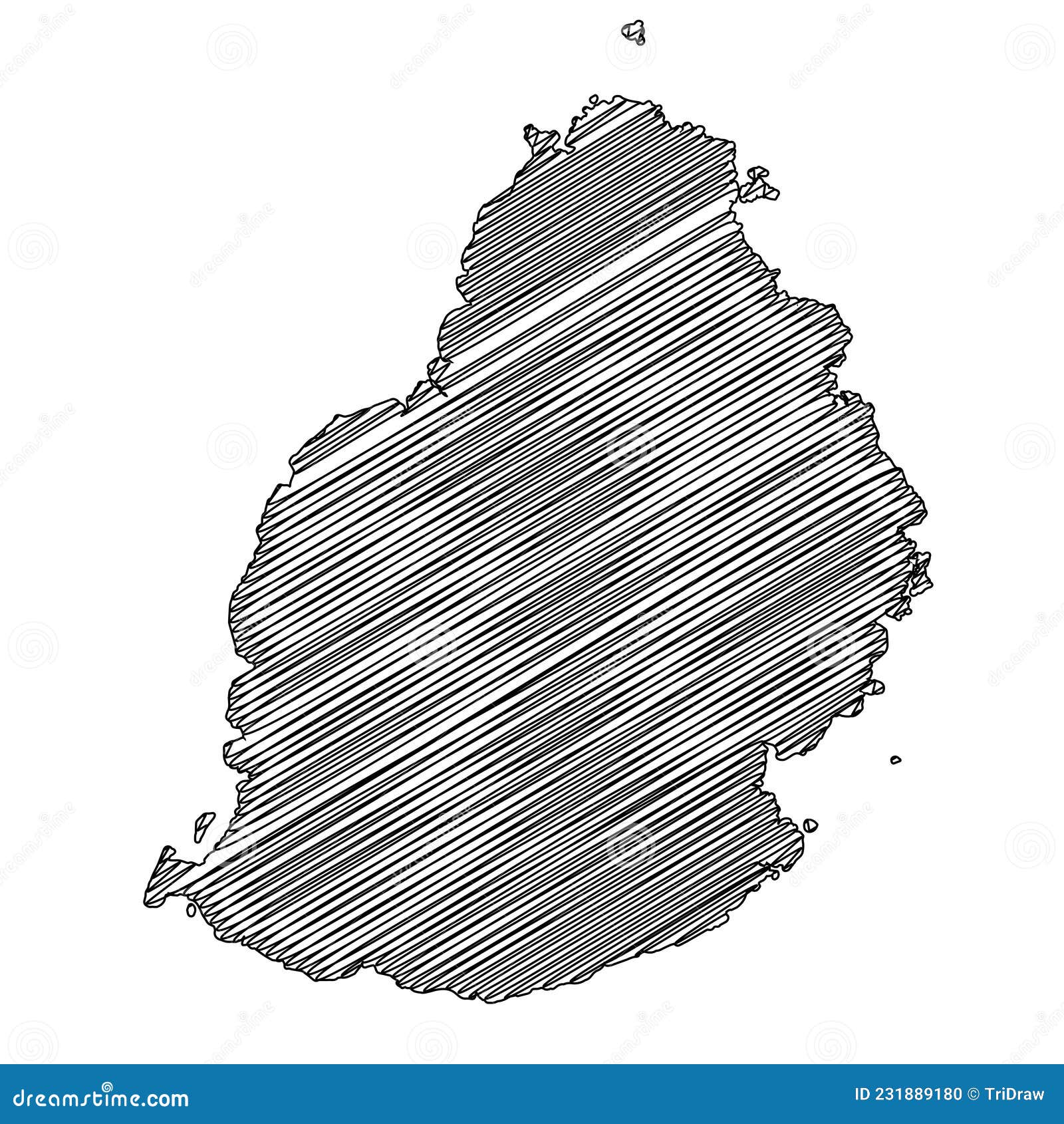 Scribble Style Mauritius Map Design Stock Vector - Illustration of ...