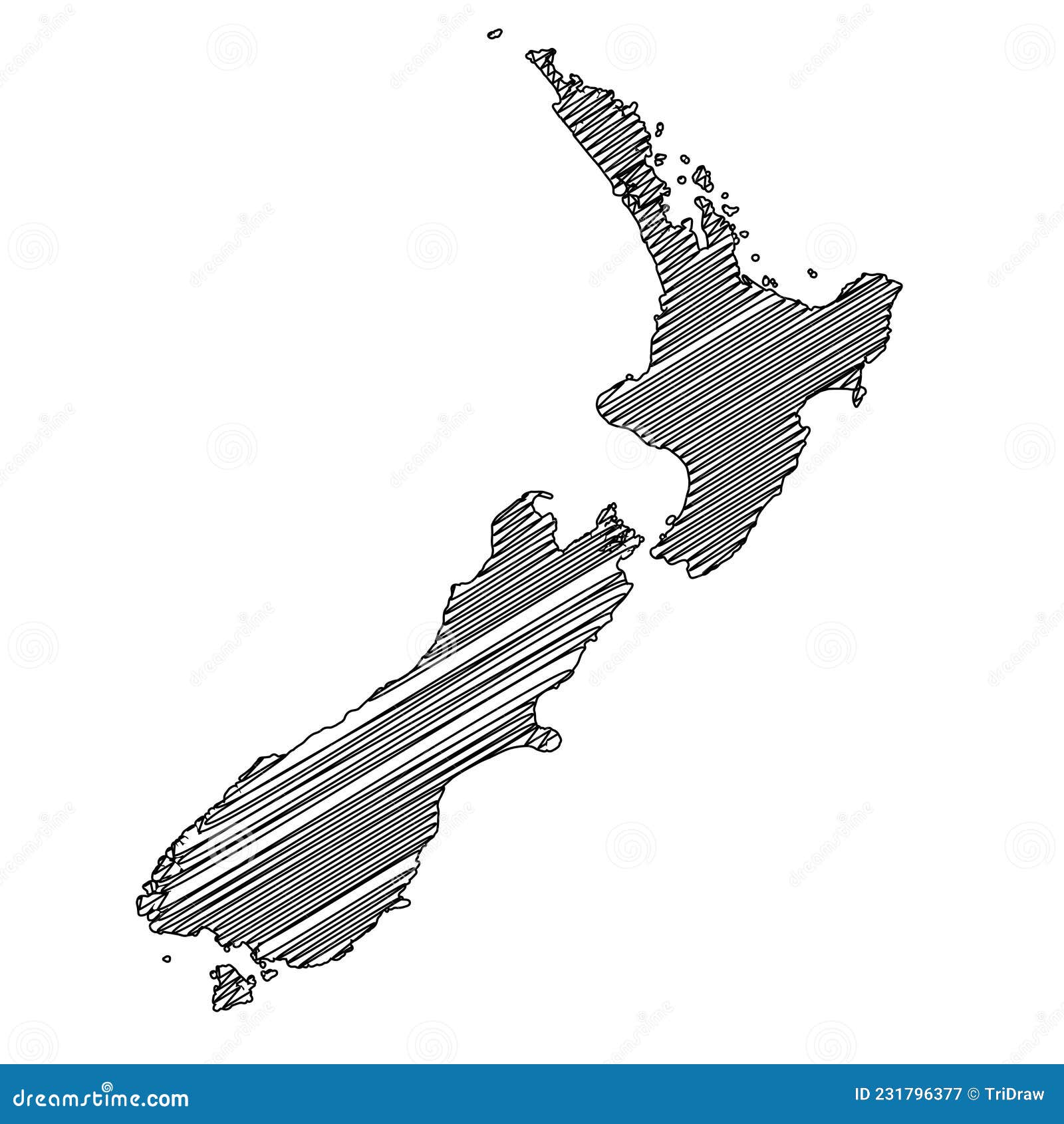 Scribble Style New Zealand Map Design Stock Vector - Illustration of ...