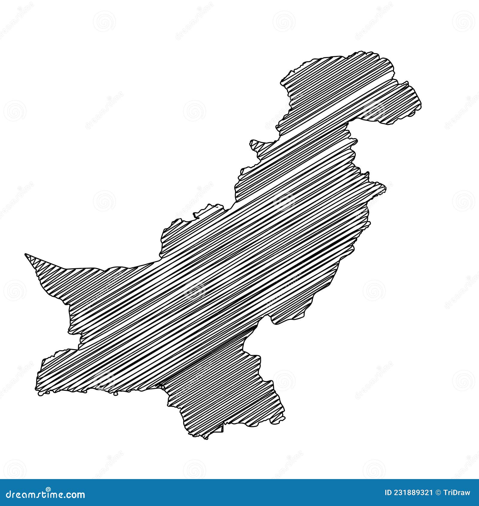Scribble Style Pakistan Map Design Stock Vector - Illustration of border, graphic: 231889321