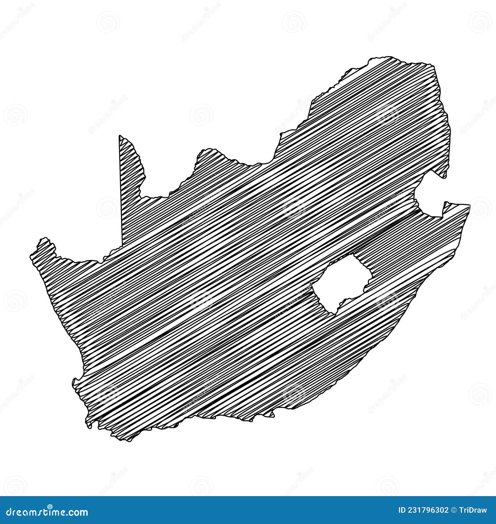 Scribble Style South Africa Map Design Stock Vector - Illustration of contour, land: 231796302