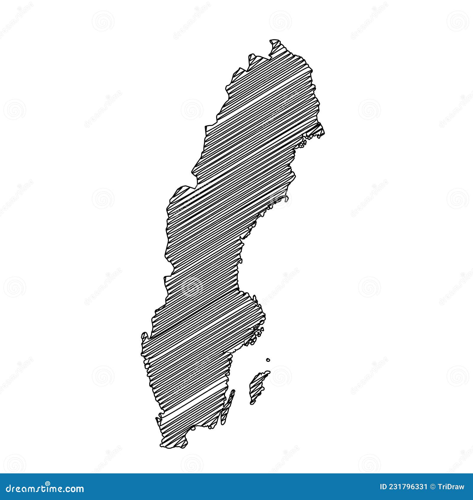 Scribble Style Sweden Map Design Stock Vector - Illustration of icon, cartography: 231796331