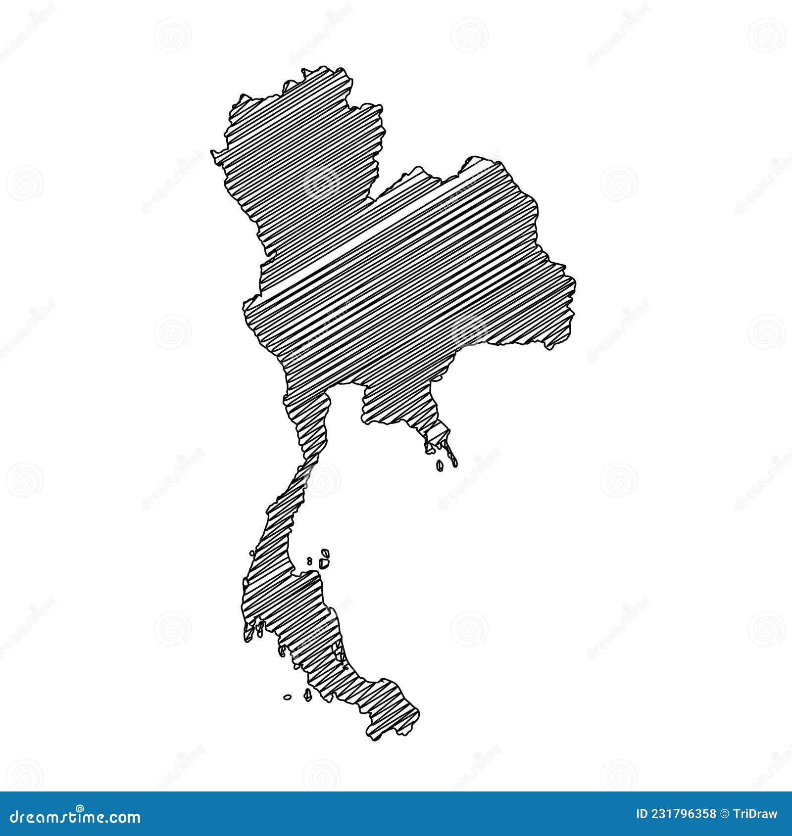Scribble Style Thailand Map Design Stock Vector - Illustration of business, political: 231796358