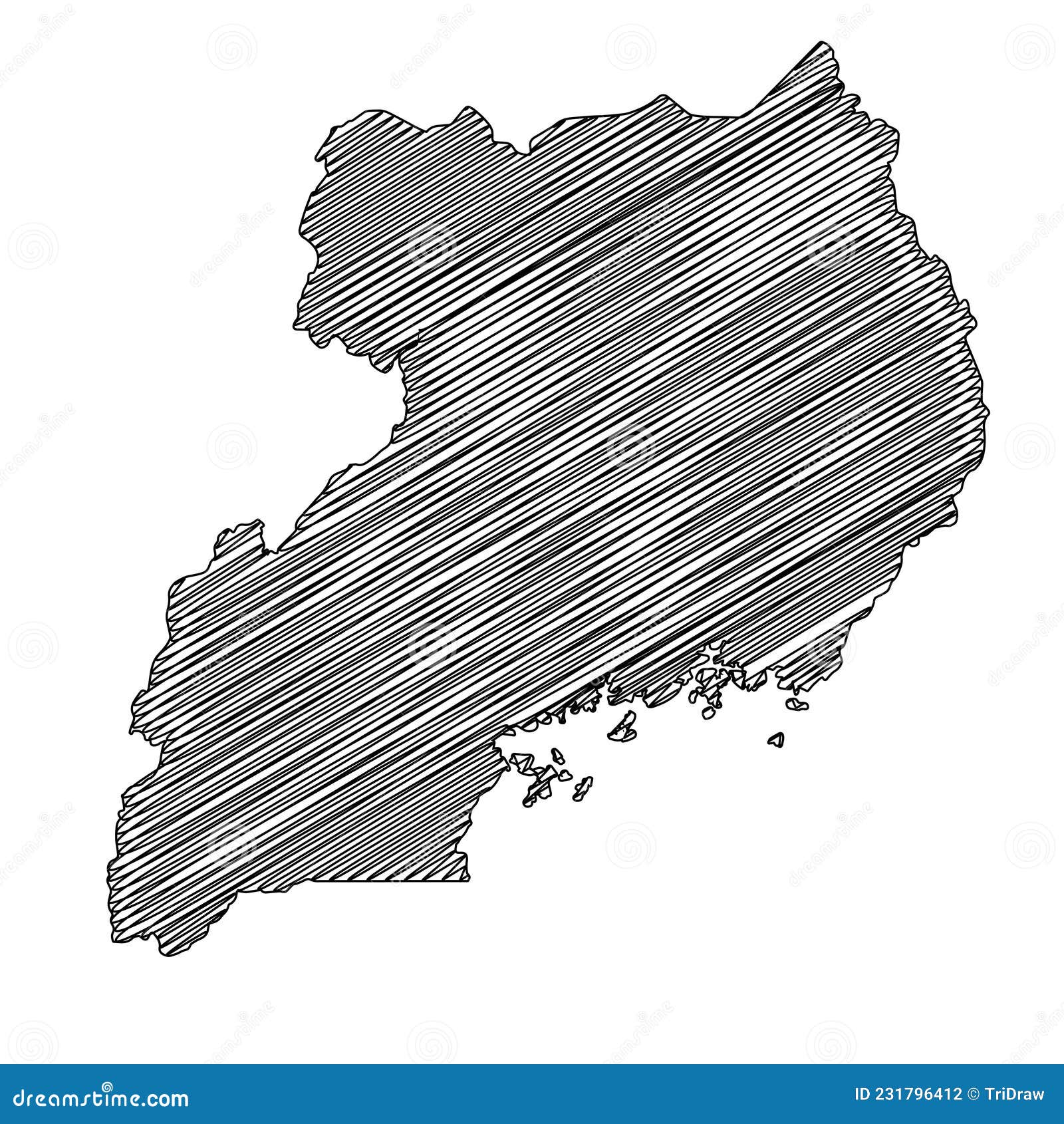 Scribble Style Uganda Map Design Stock Vector - Illustration of symbol, shape: 231796412