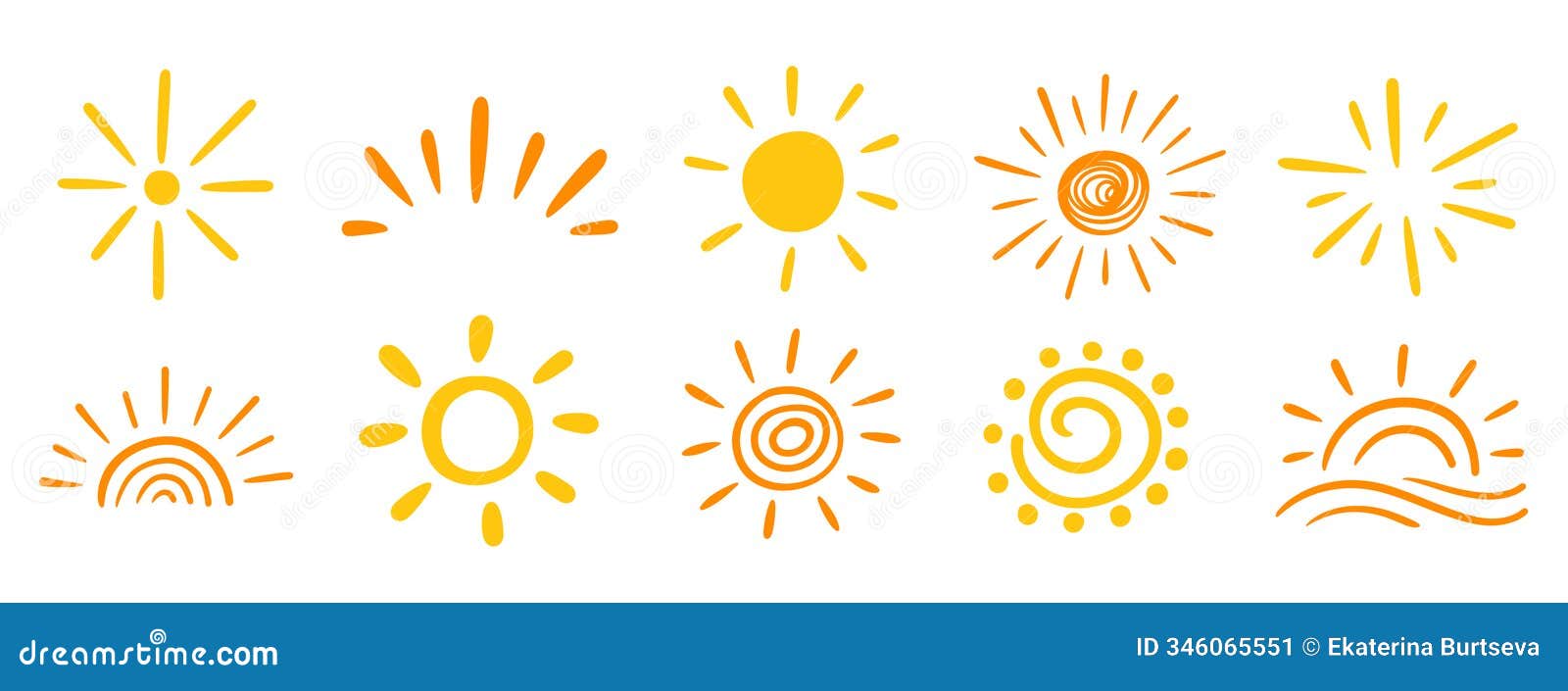 Scribble Sun Different Hand Drawn Doodle Shape Set Stock Vector ...