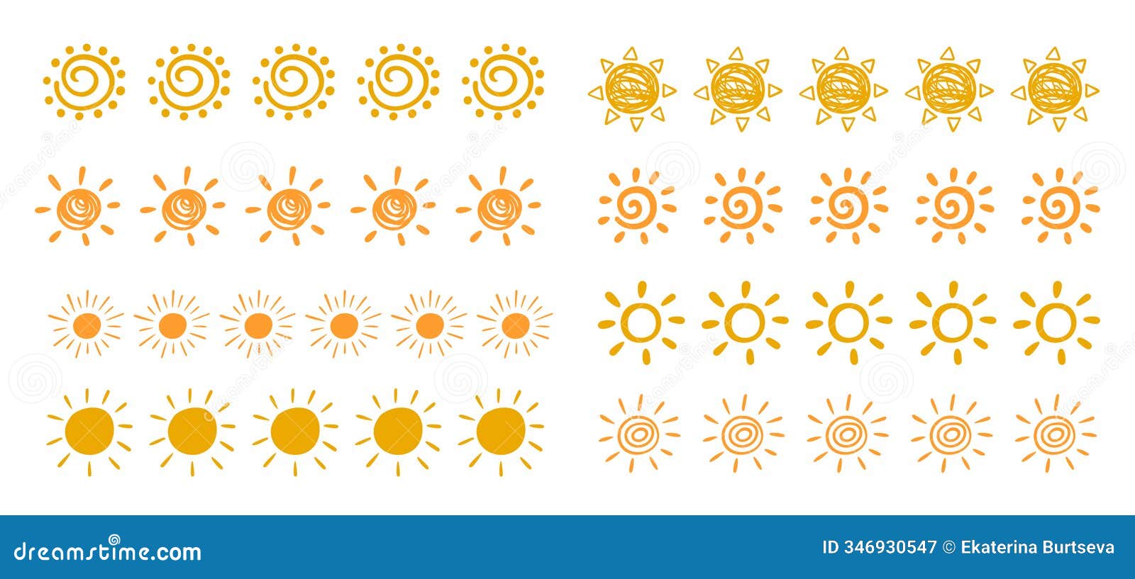 Scribble Sun Doodle Borders Strokes Divider Set Stock Illustration ...