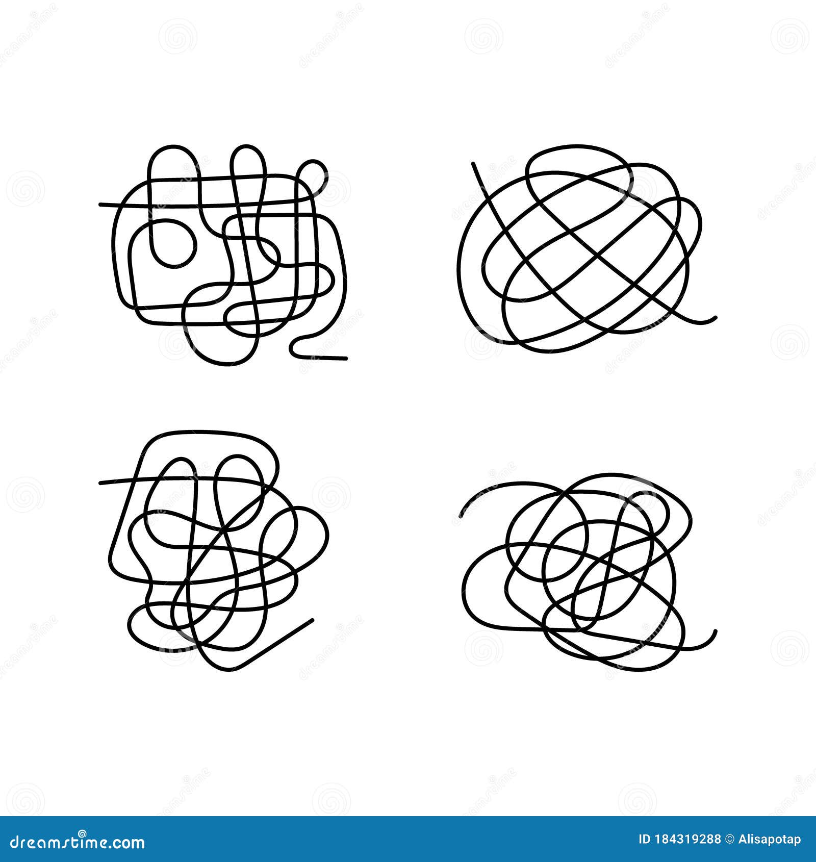 Scribble Tangled Lines Collection Stock Vector - Illustration of design ...