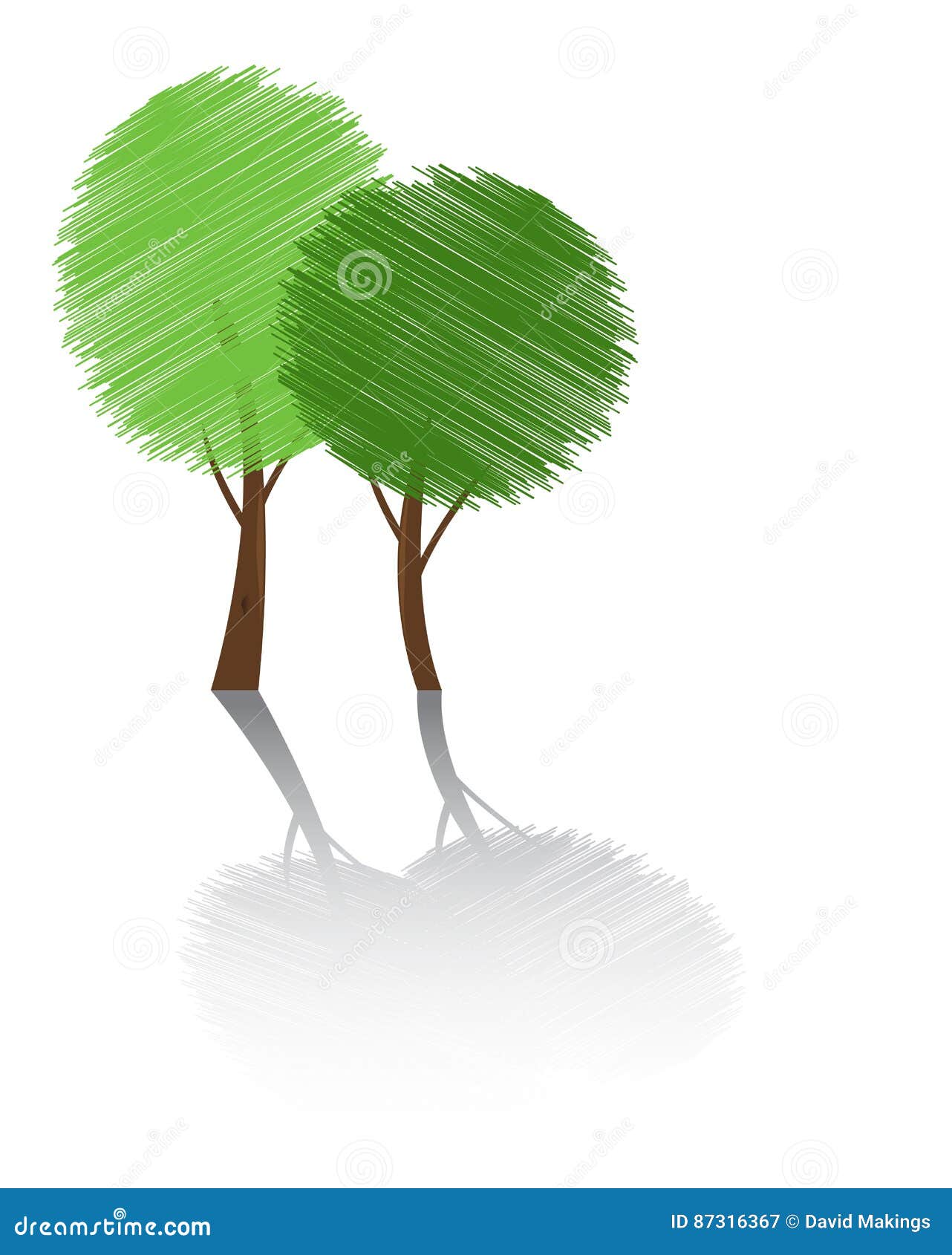 Scribble Trees with Shadow stock illustration. Illustration of grown ...