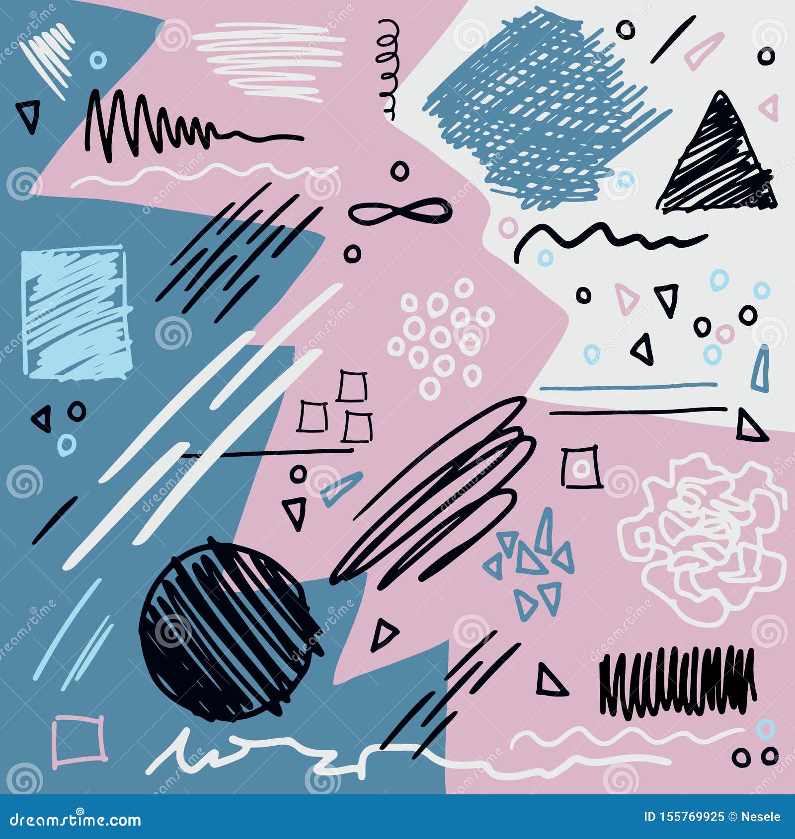 Scribble Vector Collage. Hand Drawn Illustration with Scrawl, Scratches ...