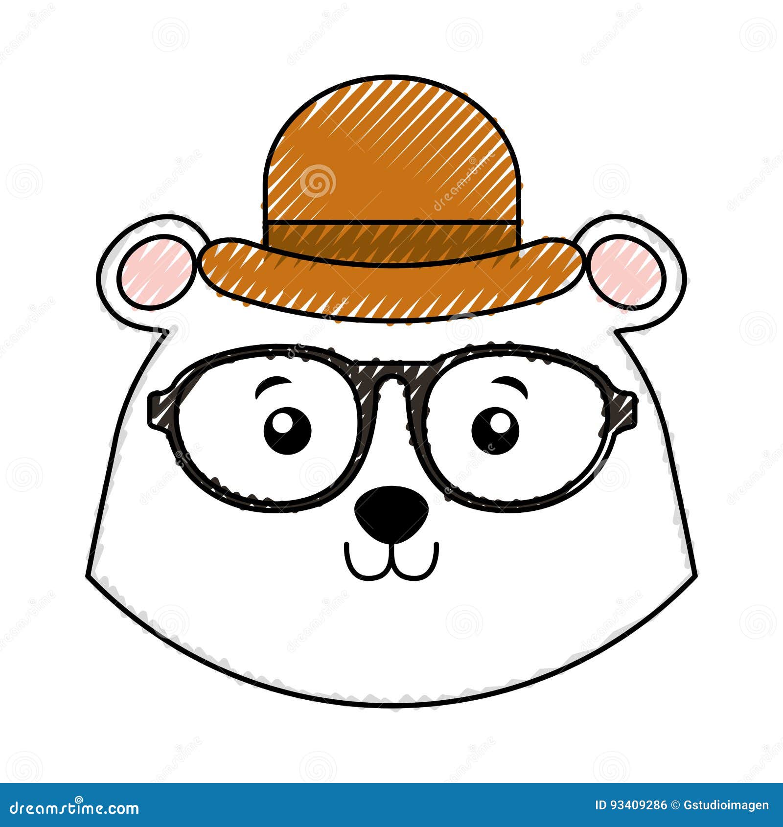 Scribble Vintage Bear Face Cartoon Stock Vector - Illustration of ...