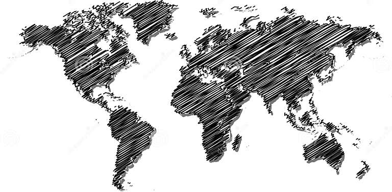 Scribble world map. stock vector. Illustration of australia - 8514556