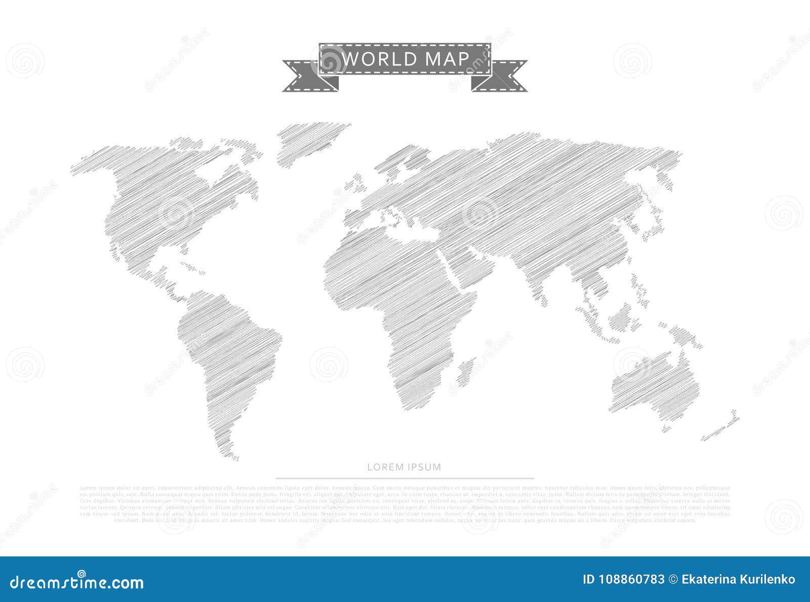 Scribble world map stock vector. Illustration of isolated - 108860783
