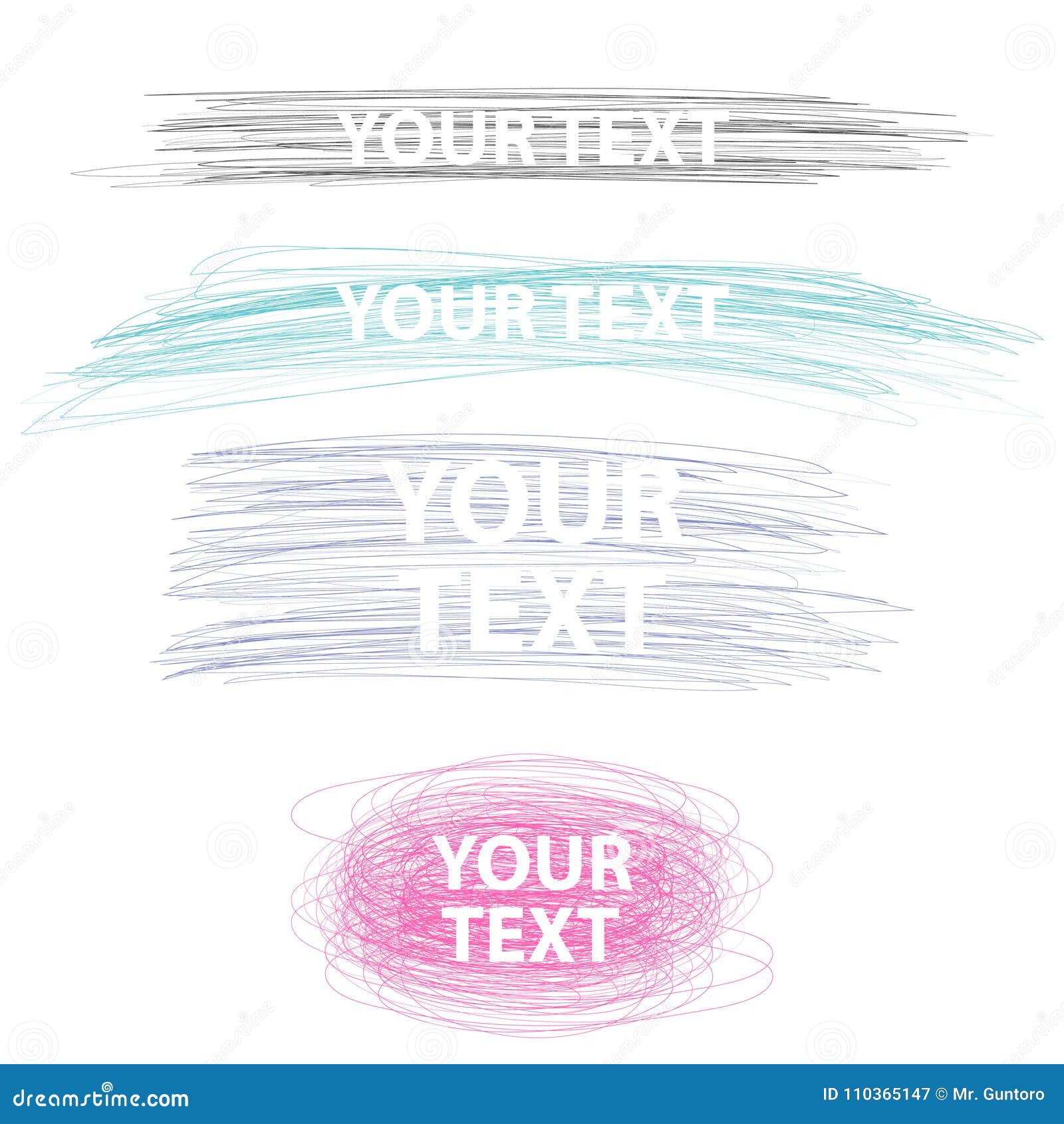 Scribbled Banner Collection Stock Illustration - Illustration of rough ...