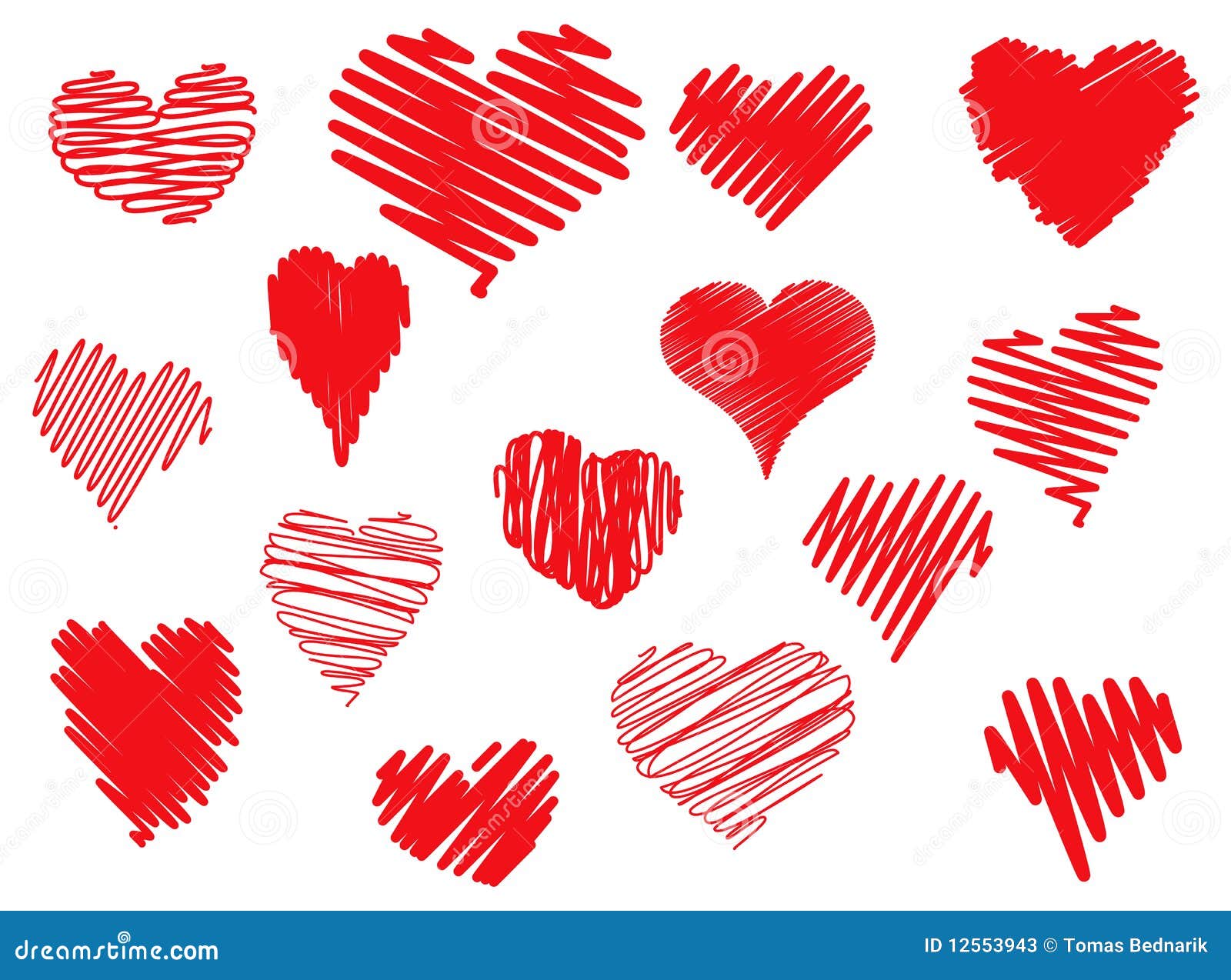 Scribbled hearts stock vector. Illustration of romantic - 12553943