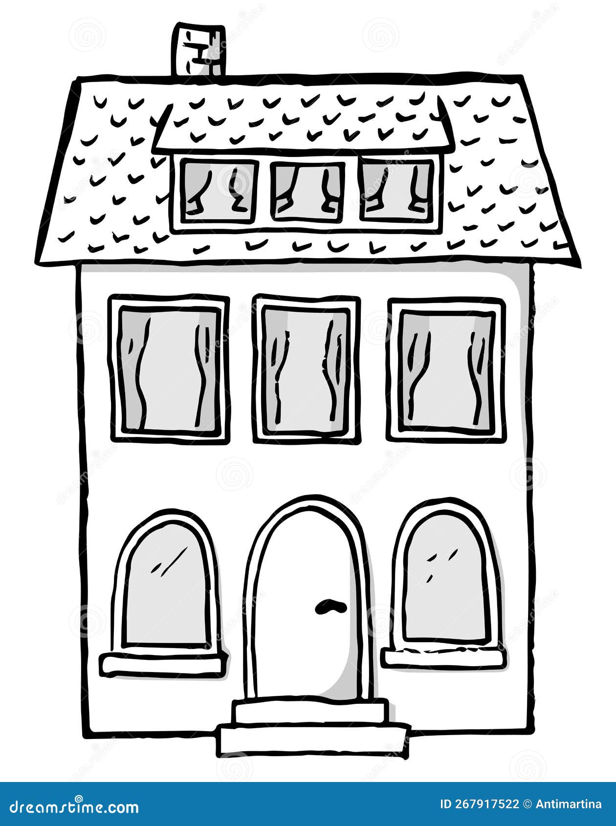 Scribbled House in Black and White Stock Vector - Illustration of ...