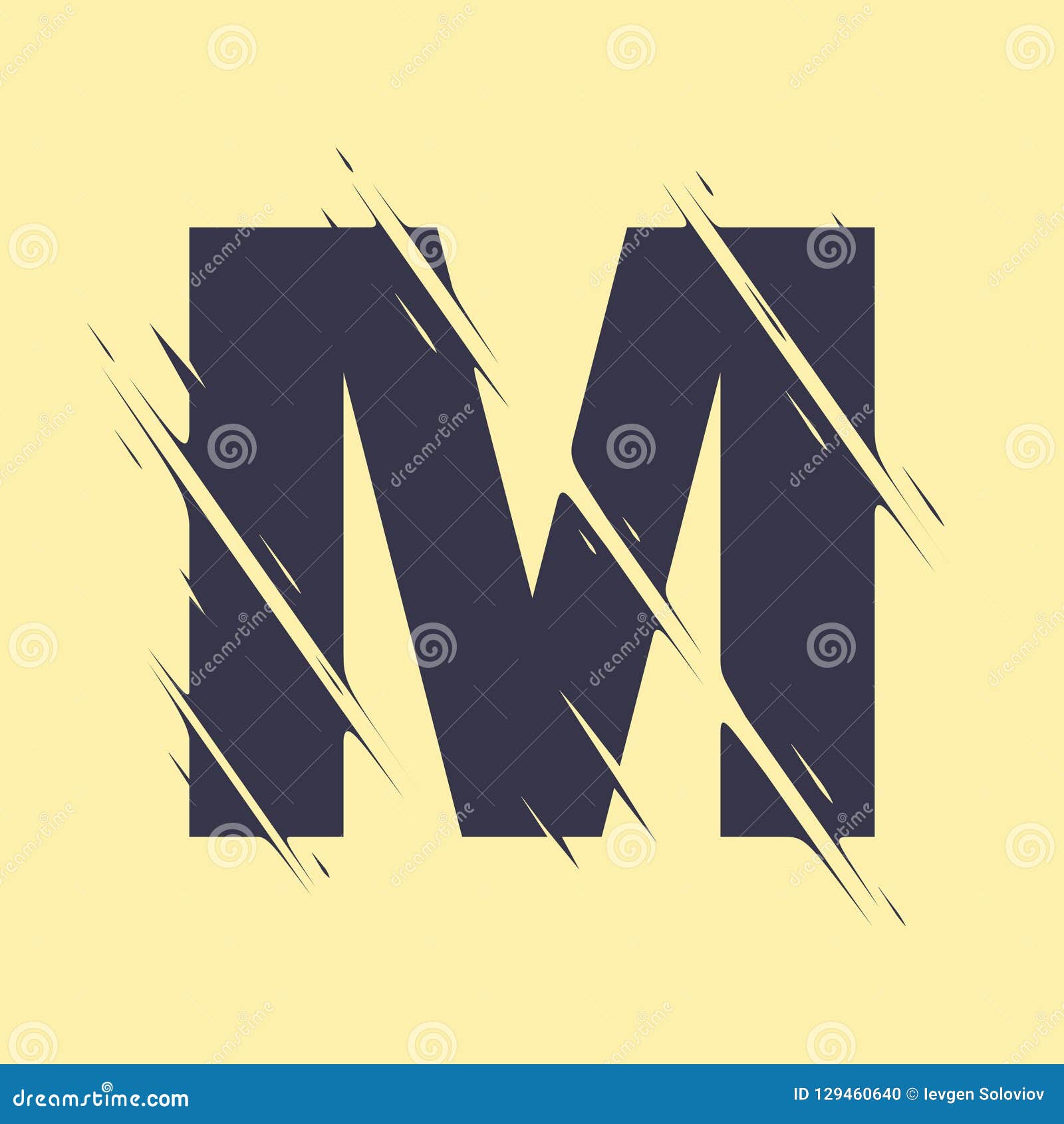 Scribbled letter M stock vector. Illustration of decoration - 129460640