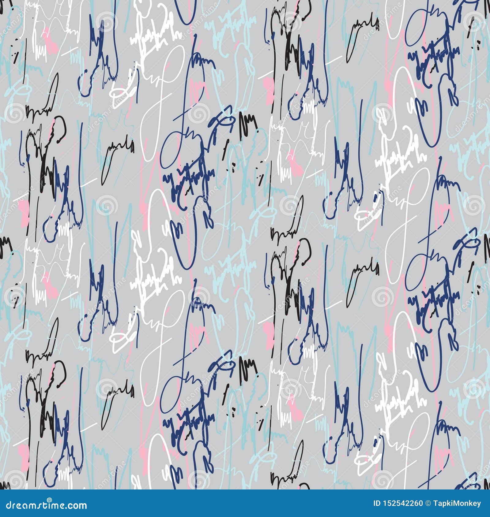 Scribbled Signature Ink Marks Seamless Vector Pattern. Stock Vector ...