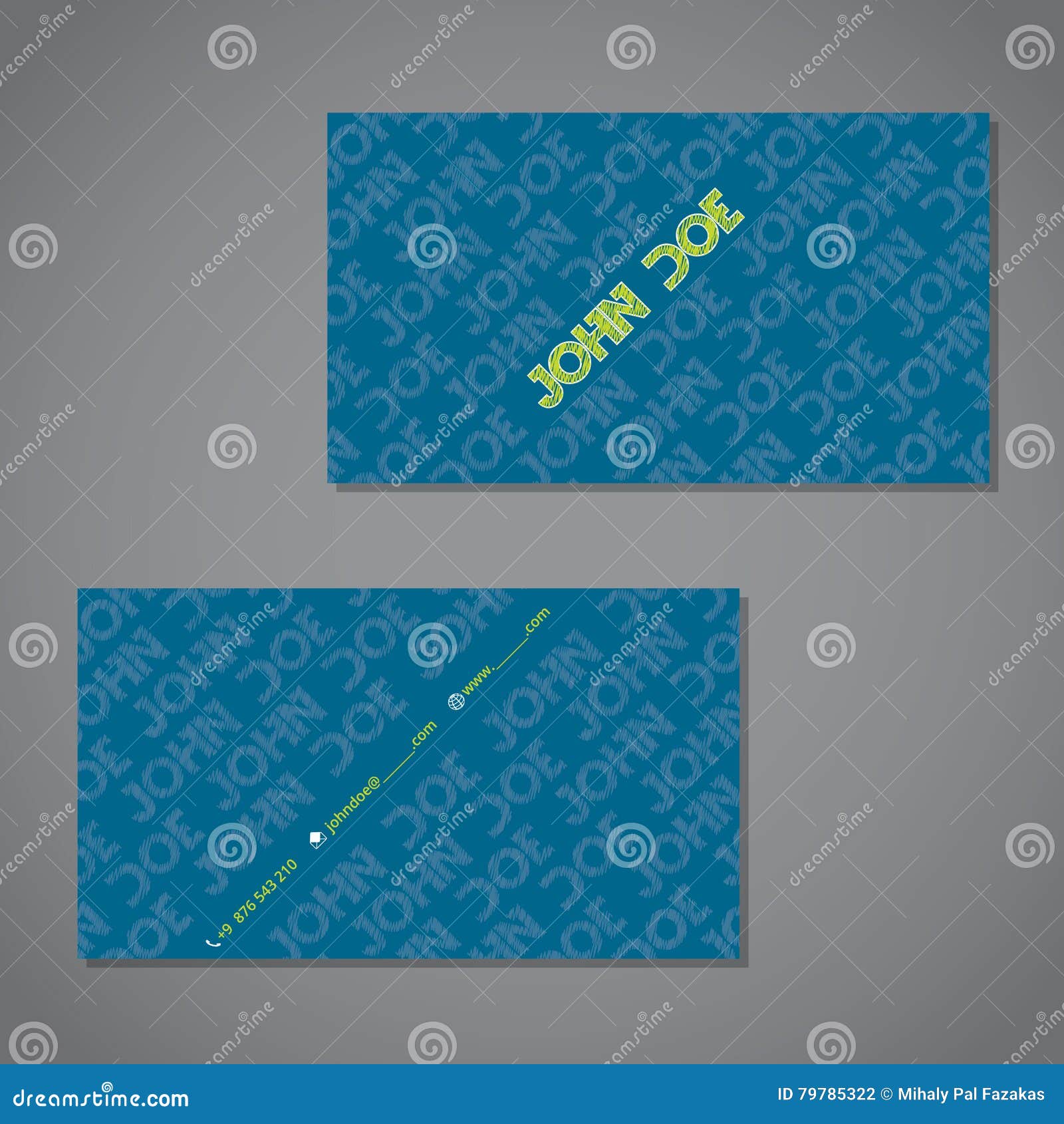 Scribbled Text Business Card in Blue with Green Stock Vector ...