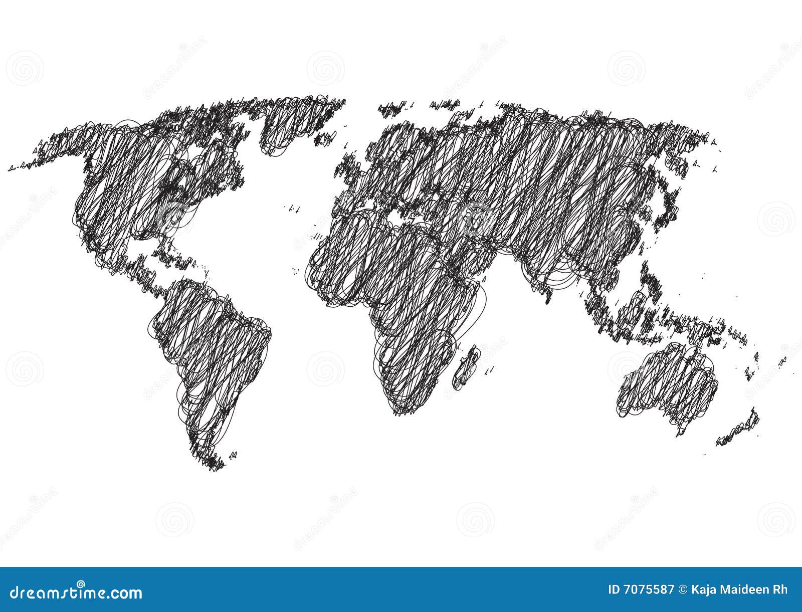 Scribbled world map stock illustration. Illustration of atlas - 7075587