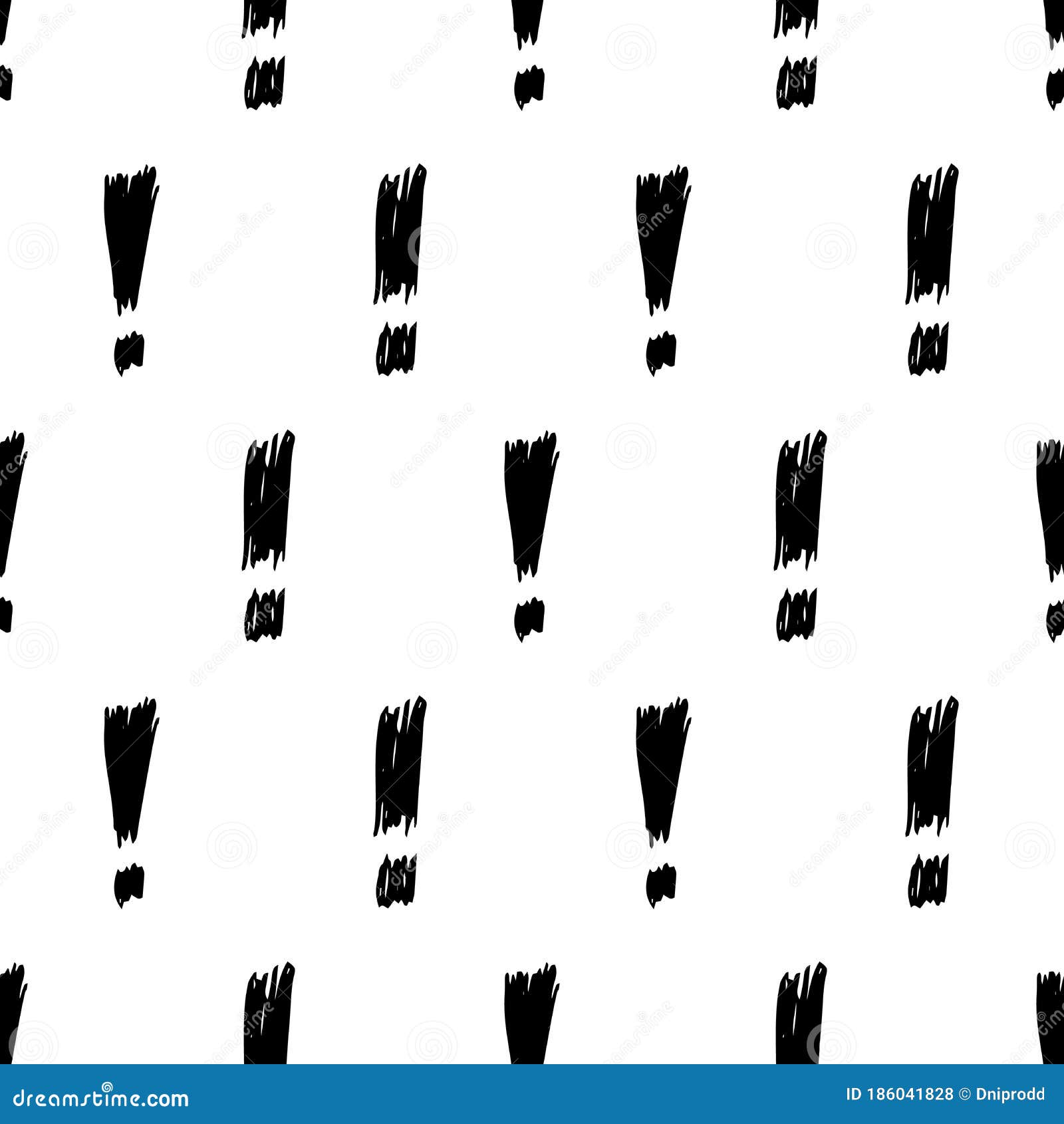 Seamless Pattern with Hand Drawn Exclamation Mark Symbol Stock Vector ...