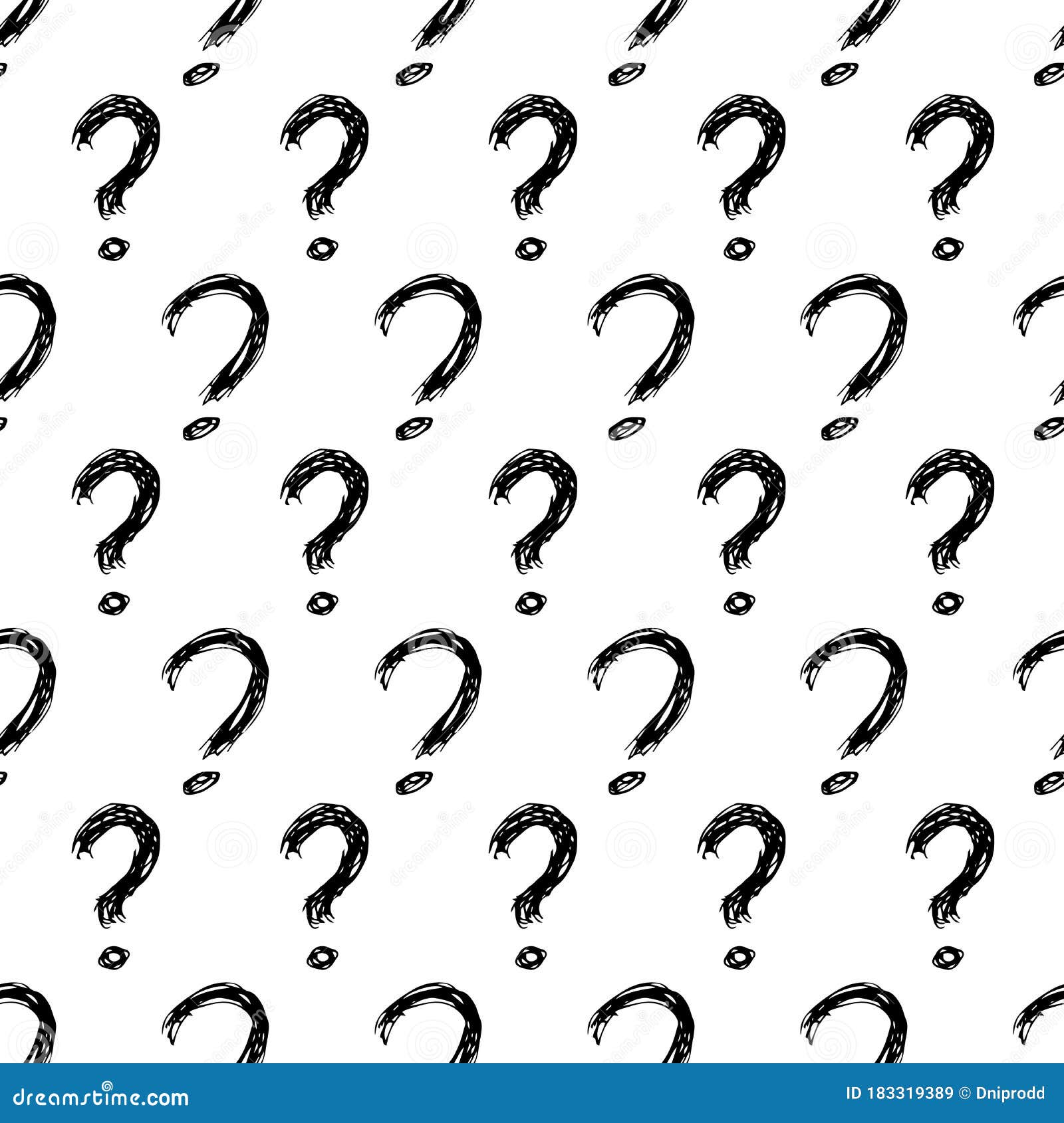 Seamless Pattern with Hand Drawn Question Mark Symbol Stock Vector ...