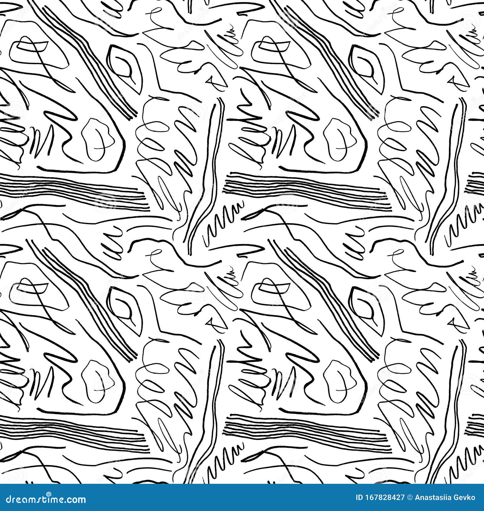 Scribbles Hand Drawn Seamless Pattern. Vector Chaos Doodle Pattern Stock Vector - Illustration ...