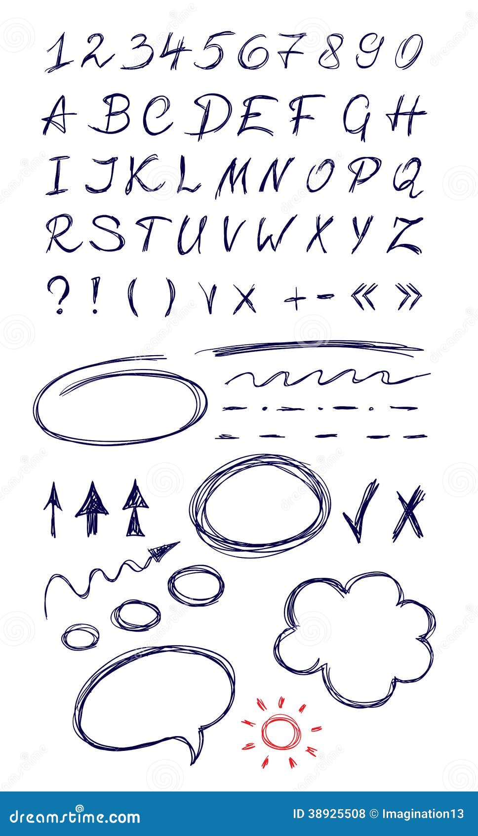 Scribbles and letters stock vector. Illustration of elements - 38925508