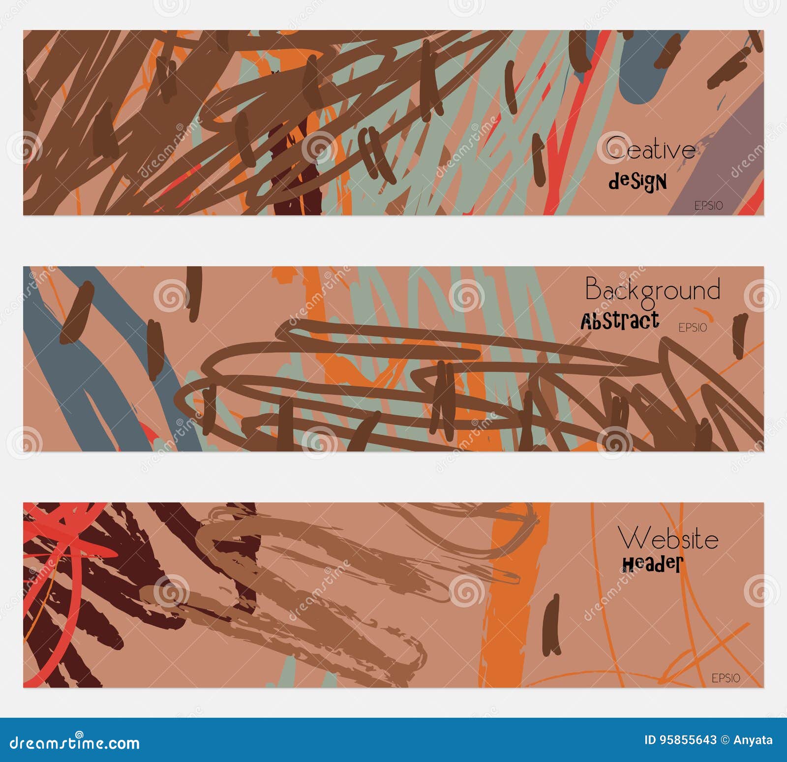 Scribbles Marks Doodles Brown Banner Set Stock Vector - Illustration of ...