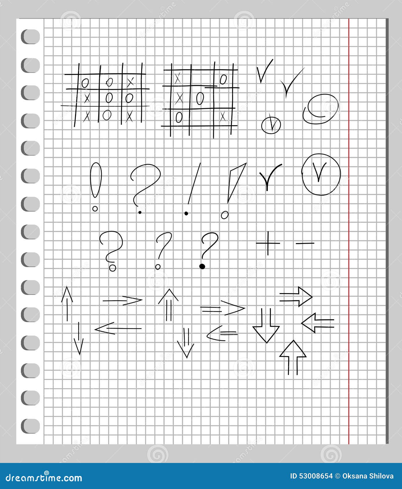 Scribbles in a Notebook stock vector. Illustration of marks - 53008654