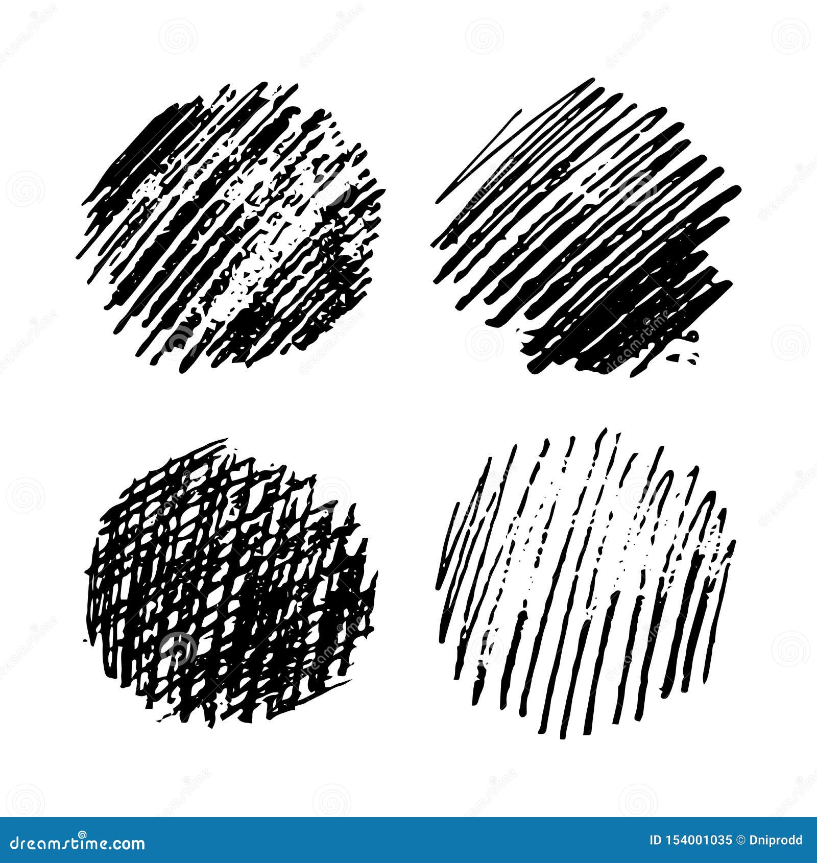 Set of Four Sketch Scribble Smears Stock Vector - Illustration of ...