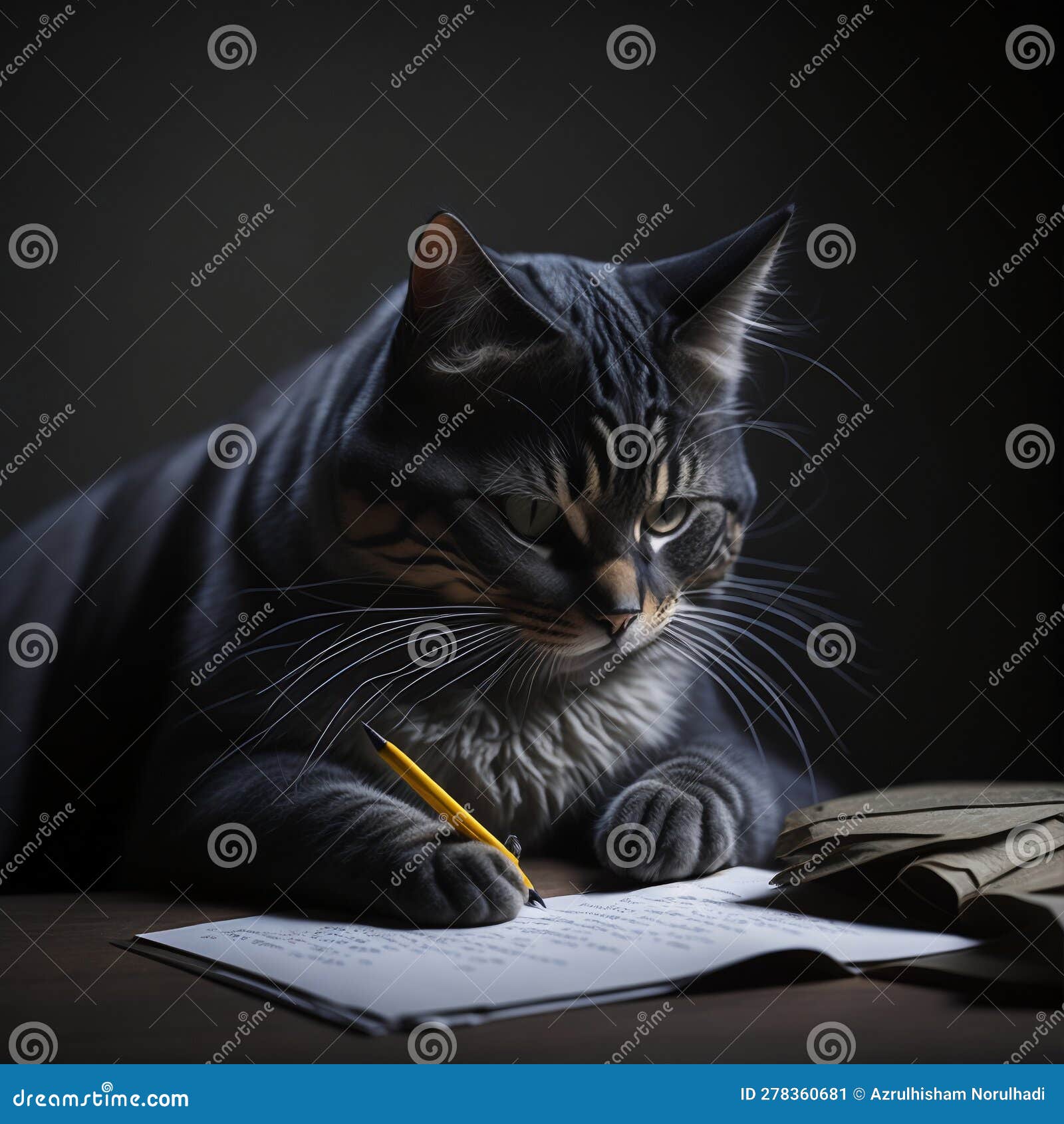The Scribbling Cat stock image. Image of nose, scribbling - 278360681