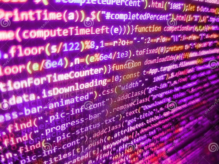 Script on Computer with Source Code. Binary Computer Code Background ...