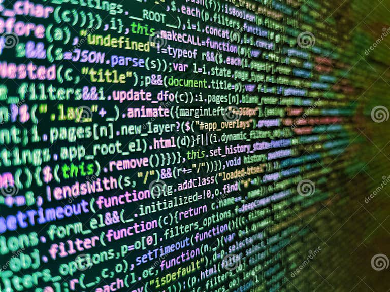 Script on Computer with Source Code. Programming Code Abstract Screen ...