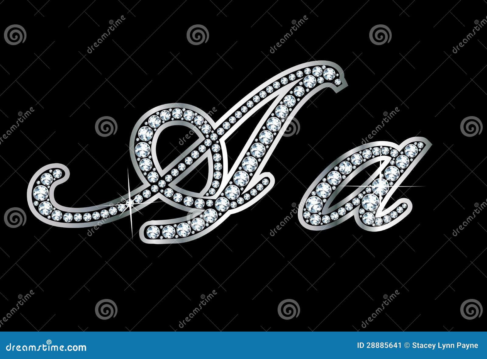 Script Diamond Bling Aa Letters Stock Vector - Illustration of lower ...