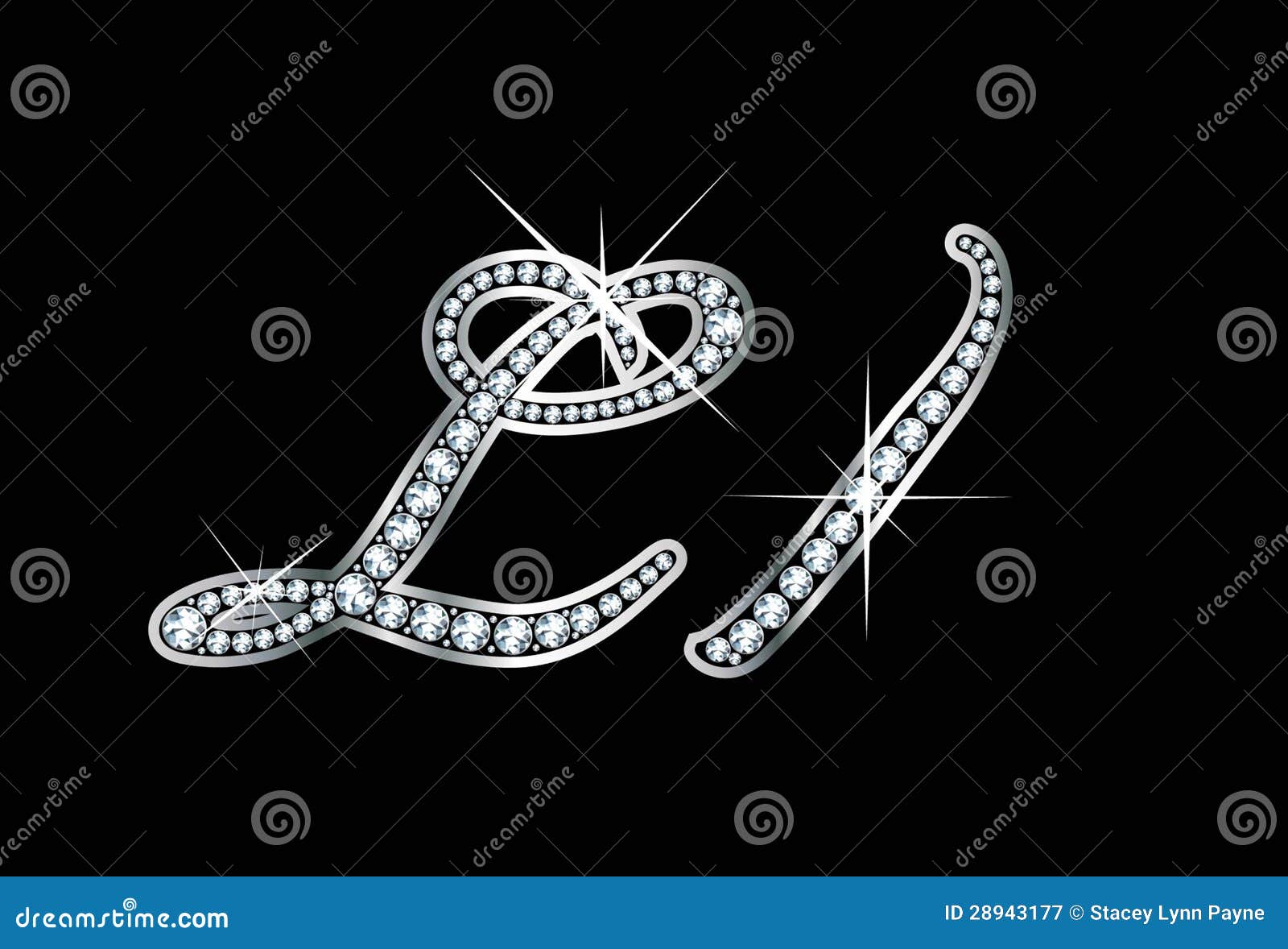 Script Diamond Bling Ll Letters Stock Vector - Illustration of elegant ...