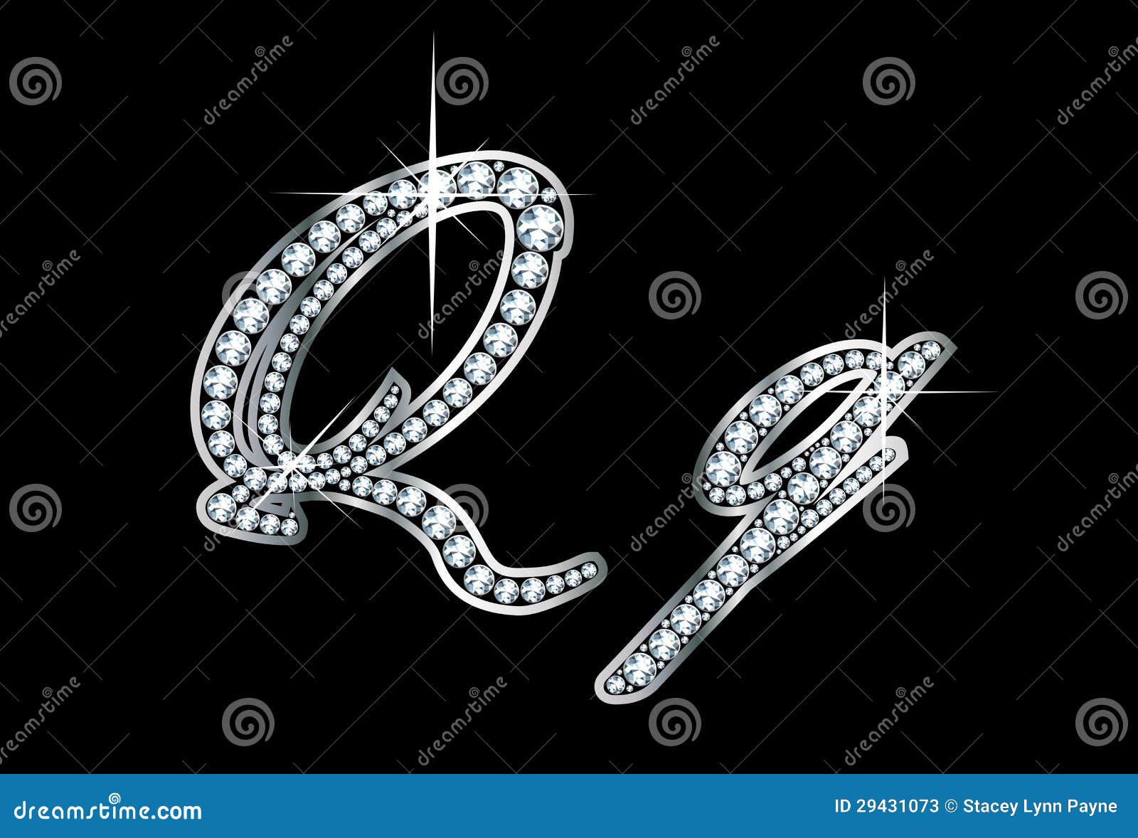 Script Diamond Bling Qq Letters Stock Vector - Illustration of sparkle ...