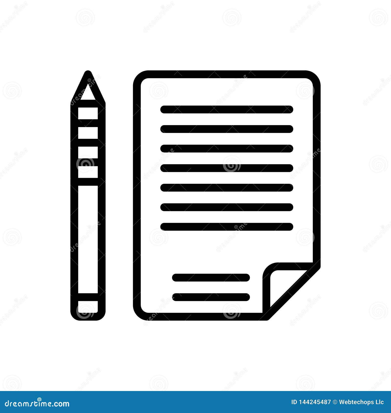 Black Line Icon for Script, Word and Paper Stock Vector - Illustration ...