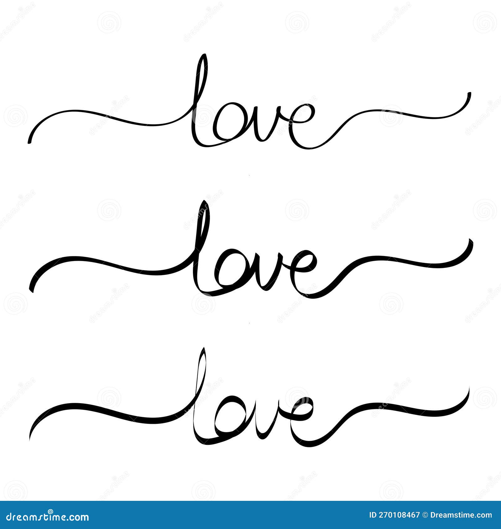 Script Love Text. Handwriting Script Lettering. Vector Illustration ...