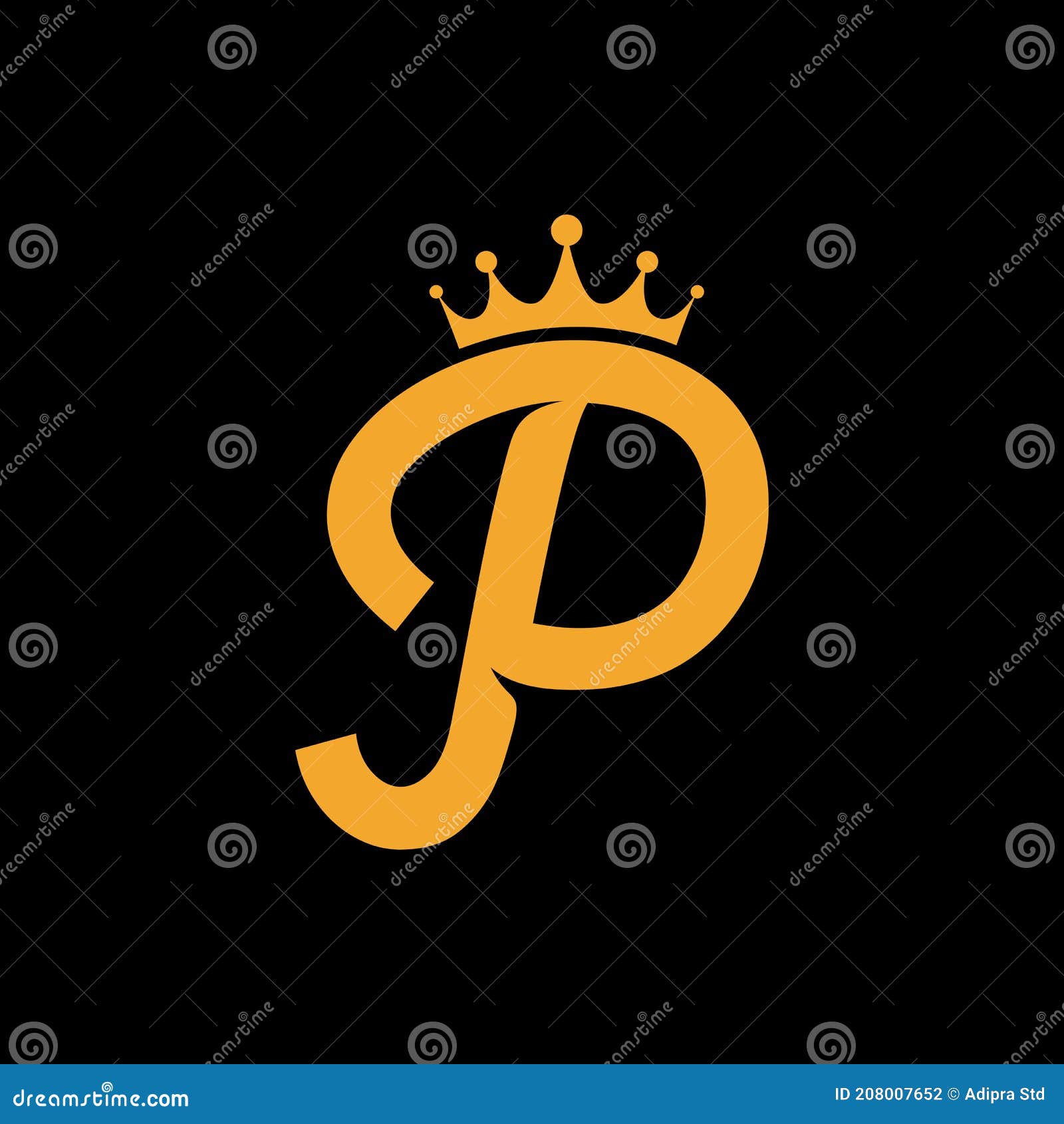Script P Letter with Crown Lo...Script P Letter with Crown Logo ...