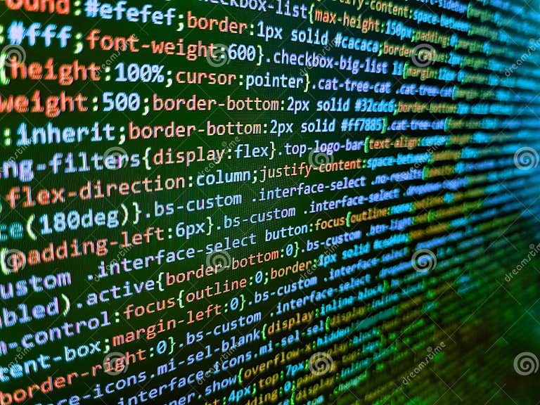 Script Procedure Creating. HTML5 in Editor for Website Development Stock Image - Image of ...