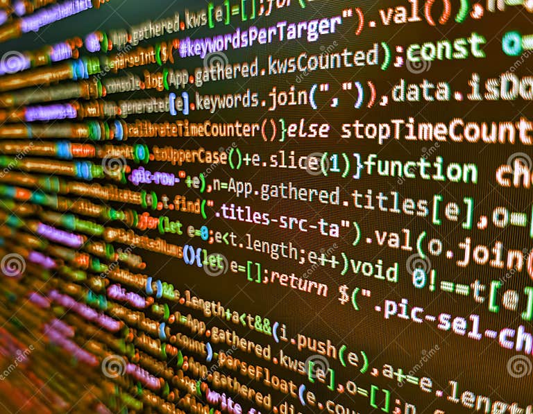 Script Procedure Creating. Software Developer Programming Code. New Technology Revolution ...