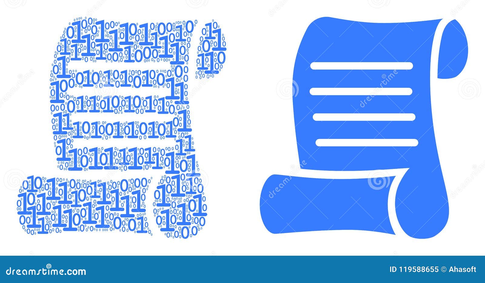 Script Roll Composition of Binary Digits Stock Vector - Illustration of ...