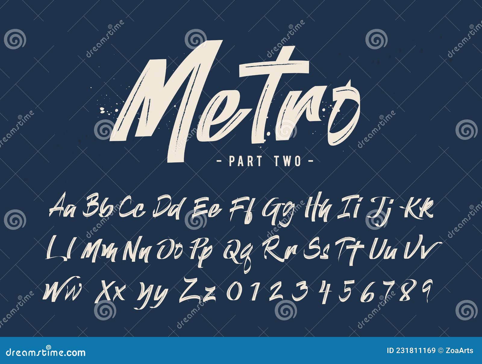Vector Illustration Grunge Script Typography. Modern Hand Drawn Font ...