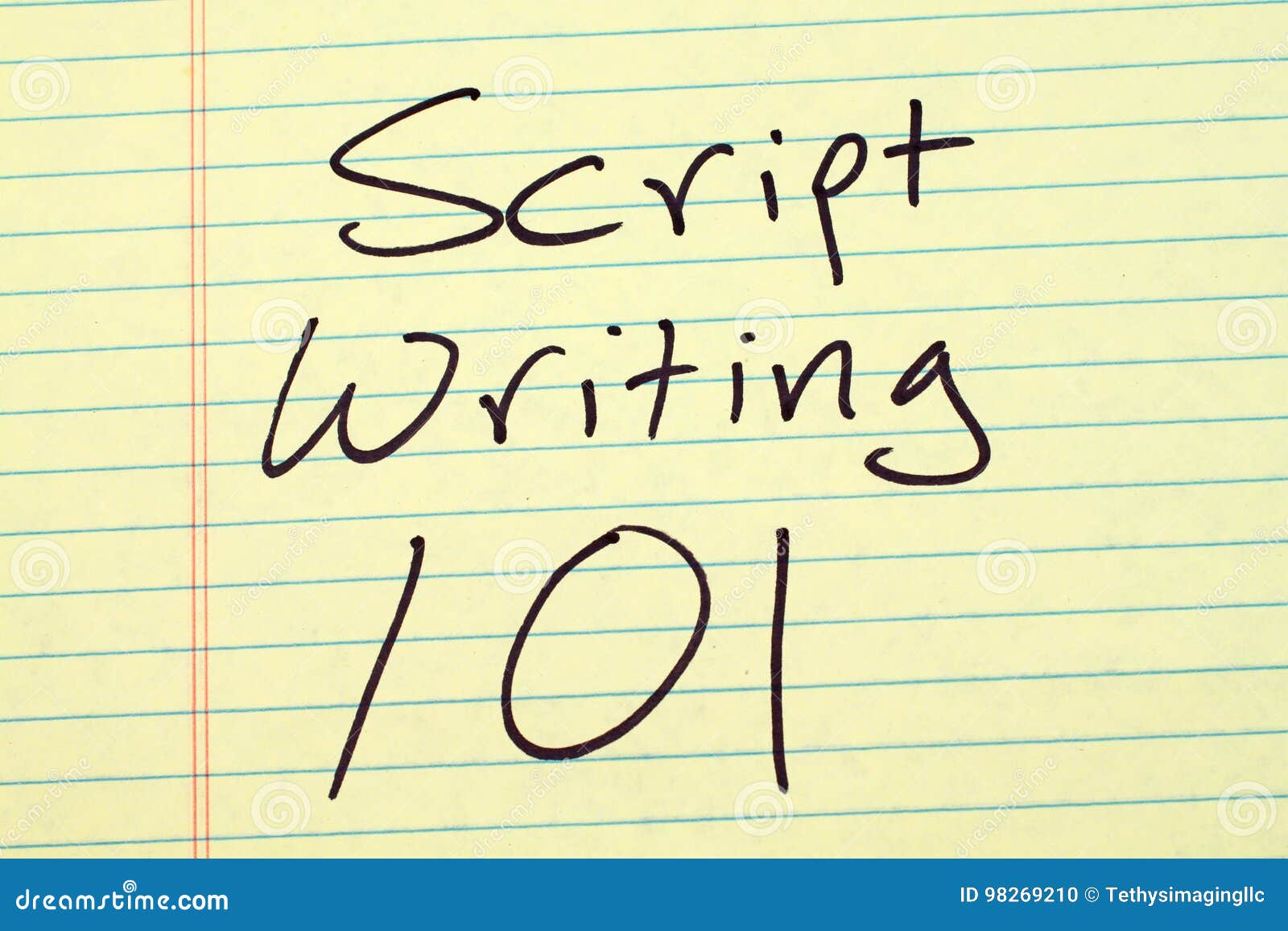 Script Writing 101 on a Yellow Legal Pad Stock Photo - Image of college ...