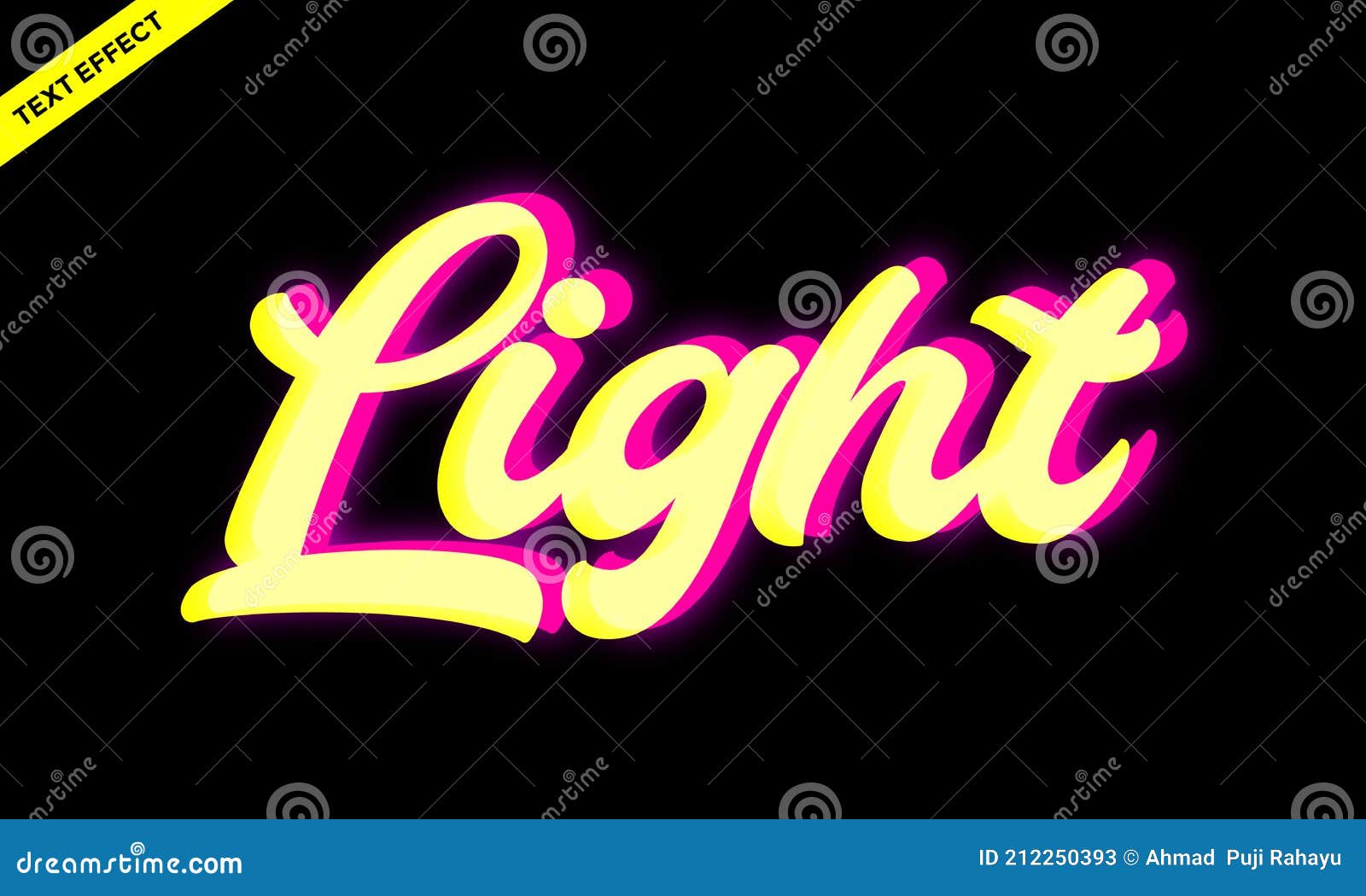 Script Yellow and Pink Light Text Effect or Font Effect Stock Vector ...