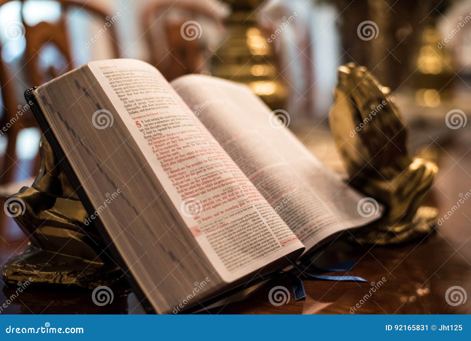 Scripture with Gold Praying Hands Stock Image - Image of literature ...