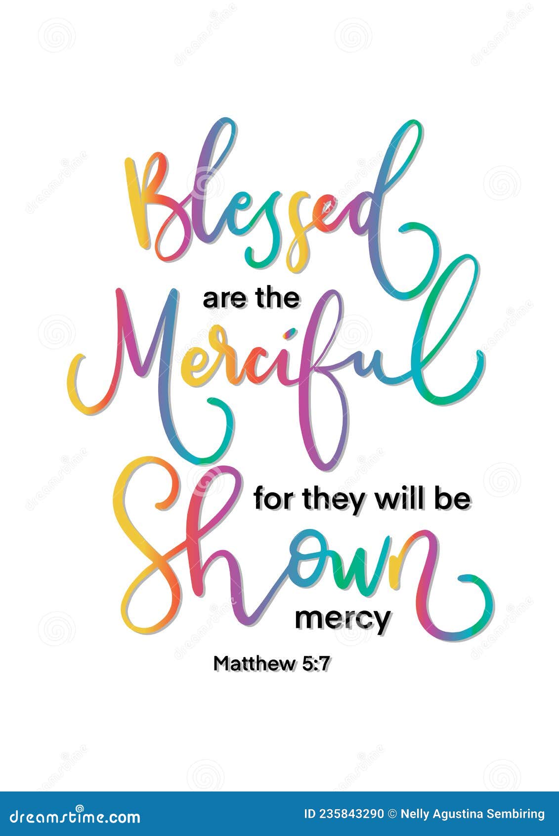 Blessed Are The Merciful Hand Lettering Typographic Vector Art Poster ...