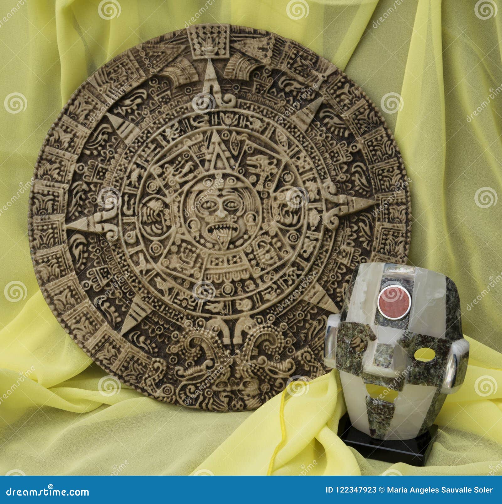 Objects of the Mayan Culture. Stock Image - Image of scriptures, plate ...