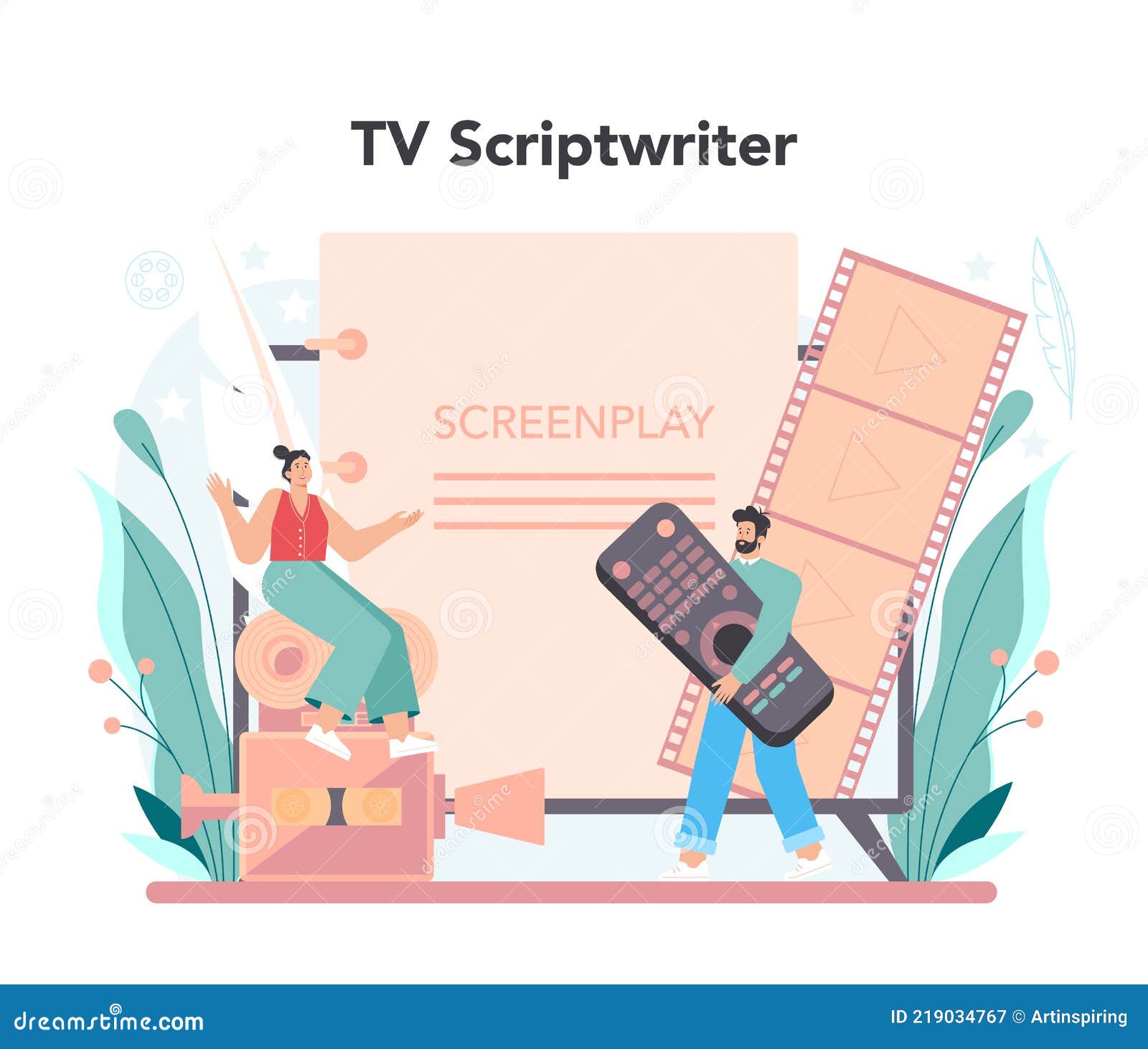 Scriptwriter Concept. Person Create a Screenplay for Movie. Stock ...