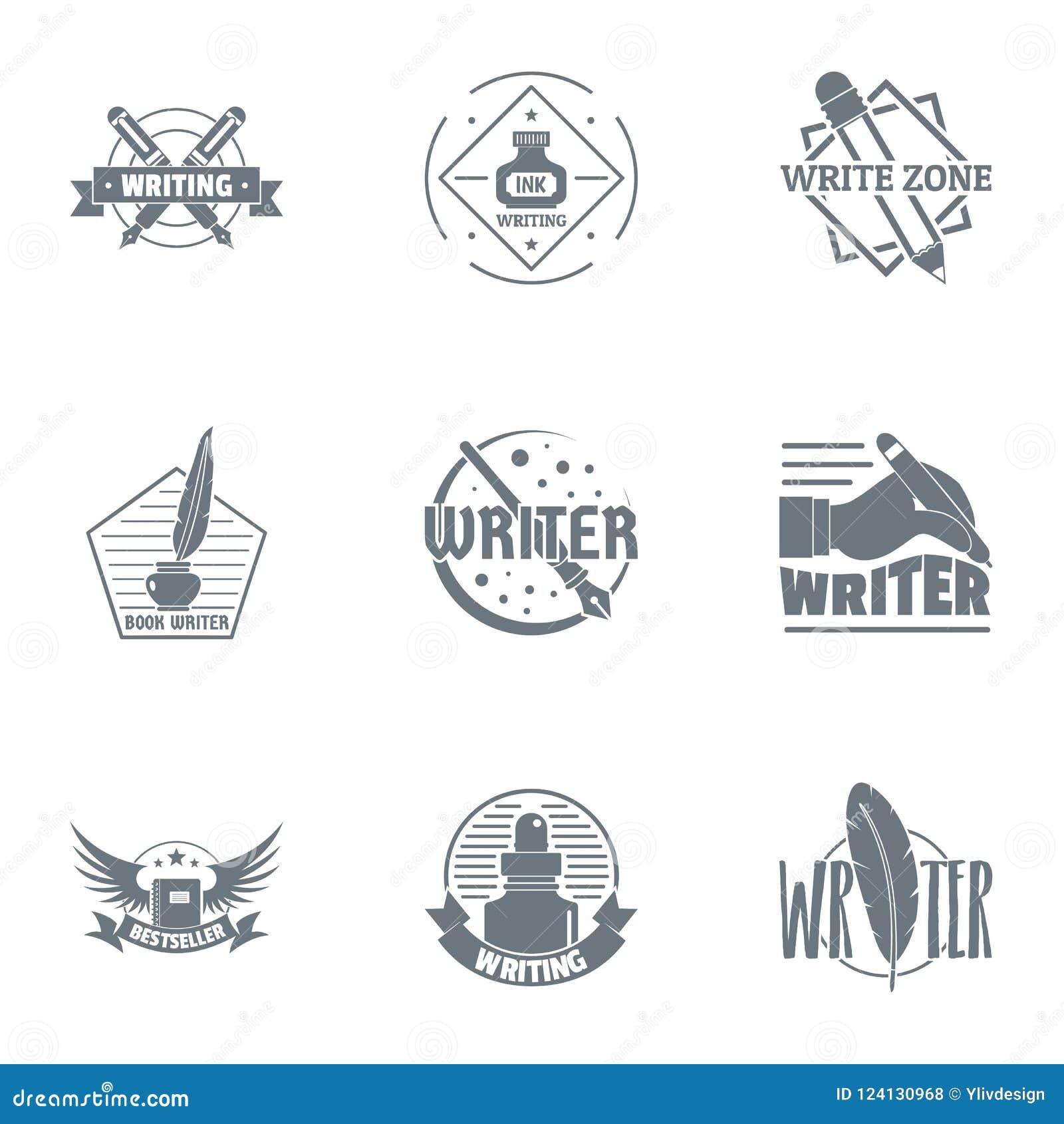 Scriptwriter Logo Set, Simple Style Stock Vector - Illustration of ...